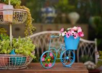 China Customized Metal Bicycle Shape Garden Pot Home Decoration Multiple for sale