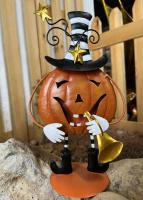 China Small/Medium Metal Jack-O-Lantern Halloween Ornaments - Lightweight Outdoor Decor in Orange, Brown, Yellow Colors for sale