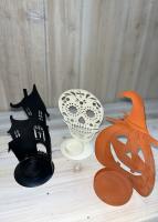 China Space At Metal Halloween Pumpkin Ornaments - Small/Medium Size Candlestick Decorations in Orange, Brown, Yellow for sale