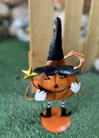 China Small/Medium Metal Jack-O-Lantern Halloween Ornaments - Lightweight Outdoor Decor in Orange, Brown, Yellow Colors for sale