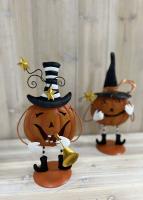 China Small/Medium Metal Jack-O-Lantern Halloween Ornaments - Lightweight Outdoor Decor in Orange, Brown, Yellow Colors for sale