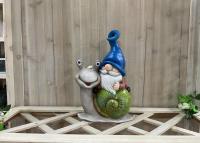 China Magnesium Oxide Garden Gnome Riding Turtle Statue - Weatherproof Outdoor Decoration with Custom Sizes & Colors for sale