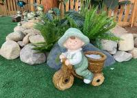 China Space At Magnesium Oxide Garden Statue - Children Riding Bicycle Outdoor Sculpture with Frost & UV Resistance - Multiple Sizes Available for sale