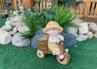 China Space At Magnesium Oxide Garden Statue - Children Riding Bicycle Outdoor Sculpture with Frost & UV Resistance - Multiple Sizes Available for sale