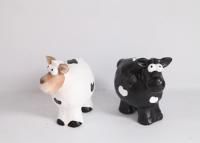 China Handmade Ceramic Pottery Sheep Garden Ornaments - Custom Sizes, 500 MOQ, Black & White Colors for sale