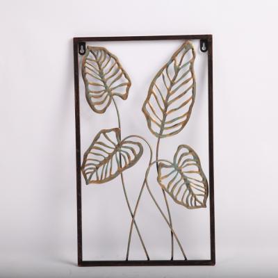 China Rectangular Iron Frame Wall Ornaments with Leaf Design - Custom Sizes Available - Minimum Order 100 Pieces for sale