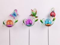 China Colorful Metal Plug In Solar Garden Ornament For Outdoor And Garden Decoration for sale