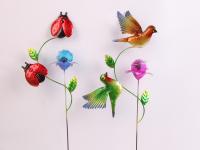 China Colorful Metal Plug In Solar Garden Ornament For Outdoor And Garden Decoration for sale
