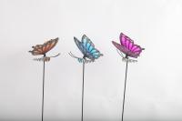 China Hollow Out Colorful Metal Butterfly Outdoor Garden Decorations with Glass Beads for sale