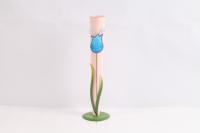 China Tall Iron Vase With Round Bottom Plate Exquisite With Metal Flower Decor for sale
