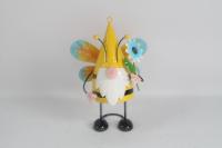 China 25cm Tall Iron Yellow Gnome Metal Garden Decoration Yard Ornaments for sale