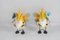 China 25cm Tall Iron Yellow Gnome Metal Garden Decoration Yard Ornaments for sale
