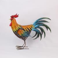 China Captivating Colorful Metal Rooster Garden Ornament for sale