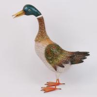 China Add a Touch of Whimsy to Your Garden Animal Garden Metal Duck Sculptures With 3D Feather for sale