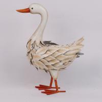 China Add a Touch of Whimsy to Your Garden Animal Garden Metal Duck Sculptures With 3D Feather for sale
