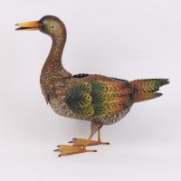 China Add a Touch of Whimsy to Your Garden Animal Garden Metal Duck Sculptures With 3D Feather for sale