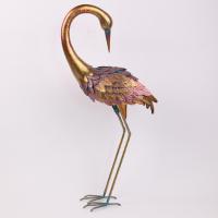 China Metallic Iron Crane Decor Animal Garden Ornament for Medium Gardens for sale