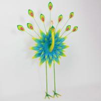 China Glossy Colorful Peacock Metal Medium Size Animal Garden Ornament Artistic Design Theme Nature for sale