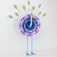 China Glossy Colorful Peacock Metal Medium Size Animal Garden Ornament Artistic Design Theme Nature for sale