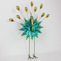 China Glossy Colorful Peacock Metal Medium Size Animal Garden Ornament Artistic Design Theme Nature for sale