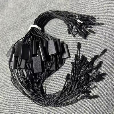China Customized Flexible Swing Black Hang Tag String For Clothing Garment for sale