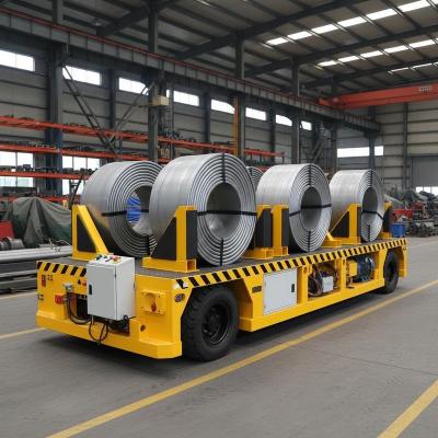China 10 Ton Battery Powered Motorized Transfer Trolley for Steel Pipe Movement - Industrial Rail Transfer Cart for sale