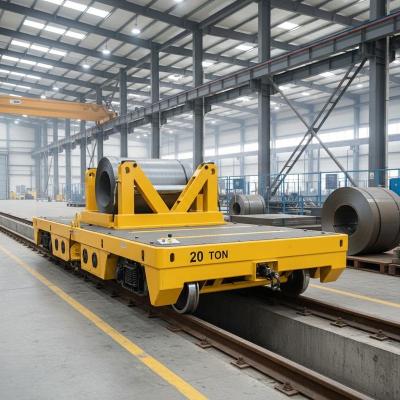 China 20 Ton Battery Powered Rail Transfer Cart for Steel Coil and Mold Handling for sale