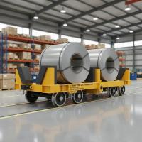 China 10 Ton Battery Powered V-Frame Steel Coil Transfer Cart with Anti-Roll System for Industrial Warehouses for sale