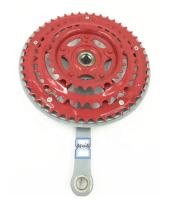 China Red Color Bicycle Chainwheel Crank 3 Speed Crankset 28 38 48 T 165 MM for sale