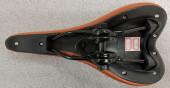 China Gel Padding Brown Leather Bike Saddle Very Comfortable Shock Absorption for sale