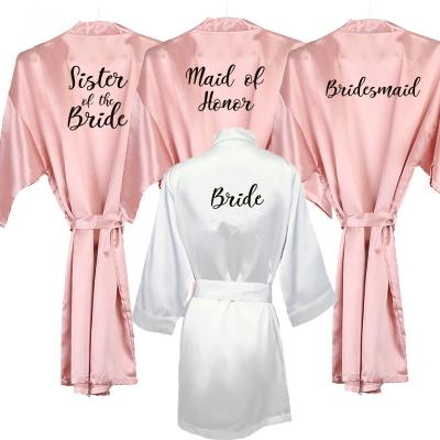 China Fashion Sleepwear Custom Women's College Student Bride Party Satin Long Robe Women's Breathable Sleepwear for sale