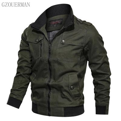 China New Viable Outdoor Fashion Mens Autumn Winter Stand Collar Cotton Solid Zipper Plus Size Casual Tops Coat Flight Jacket for sale