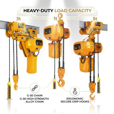 China Three Phase Electric Chain Hoist G80 Alloy Chain Industrial Lifting Hoist Single Speed for sale