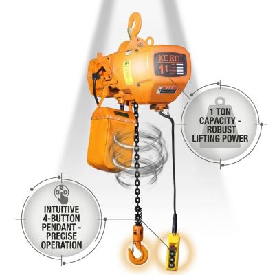 China Portable Single Phase Electric Chain Hoist 1 Ton Workshop Electric Hoist 220V IP54 Motor G80 Alloy Chain for sale