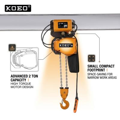 China 380V Small Electric Hoists Variable Speed 500kg Hoist Electric 2 Ton IP55 Motor G80 Chain for sale