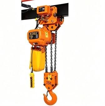 China 7500kg Lifting Chain Hoists 3 Falls G80 Chain Electric Hoist With Trolley for sale