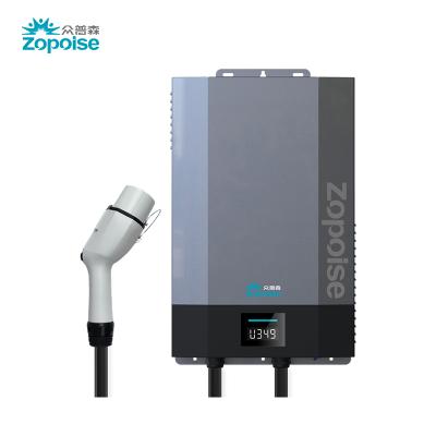 China 7kW AC EV Charger 250-750VDC Output IP54 Wall Mount with LCD Touchscreen for sale
