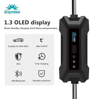 China ZA08 European Edition – Type 2 Portable EV Charger with 1.3″ OLED Display, 11kW 3‑Phase Support & Remote O&M Platform (CE & TÜV Certified) for sale
