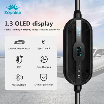 China ZA05 US Edition – Portable EV Charger with OLED Display, 4‑Level Adjustable Current & ETL Certification for American EVs (FCC Compliant) for sale