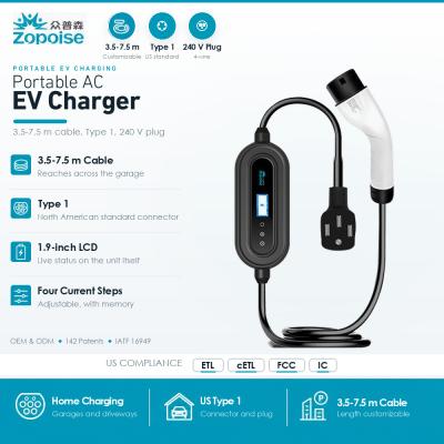 China V2L Discharging Portable EV Charger with 52mm Ultra-Slim Design and Type 1 & Type 2 Connectors for Global Electric Vehicle Charging for sale