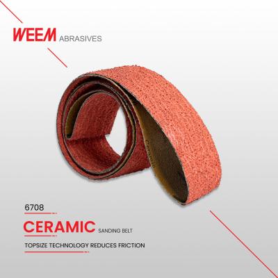 China WEEM 6708 CA Z-CLOTH Abrasive Rolls - 1400mm Width Ceramic Grain P24-P120 Grit for Stainless Steel Sanding for sale