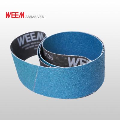 China WEEM 3126 Waterproof Zirconia Alumina Sanding Belts for Chip Board Grinding - P36 to P100 Grit, 1000mm to 1380mm Width for sale