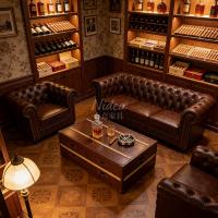 China Nidea #866 Luxury American bar Sofa Button Couch Classic Vintage Genuine Leather Sofa Chesterfield Sofa Whiskey &  Bar Furniture for sale