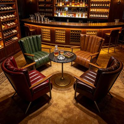China Nidea #960 Vintage-style Single Armchair Retro Waxed Leather  Chair Wrought Iron American Godfather tiger Chair for sale