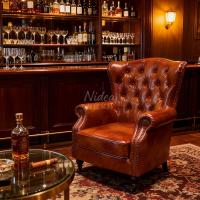 China Nidea #8827 Vintage Genuine Leather Antique Light Luxury Single-Person Comfortable High-Back Leisure Executive  Chair for sale