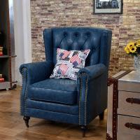 China Nidea #8816 Luxury Leisure Antique Armchair Chesterfield Vintage Tan Leather Buttons Tufted Wingback Chair for  Lounge for sale