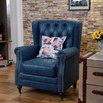 China Nidea #8816 Luxury Leisure Antique Armchair Chesterfield Vintage Tan Leather Buttons Tufted Wingback Chair for  Lounge for sale
