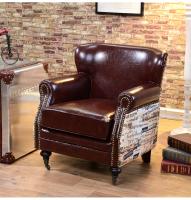 China Nidea #8818 Antique Leather Chesterfield Club Lounge Sofa Chair Handmade Living Room Furniture Modern Classic Design for sale