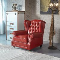 China Nidea #8895 Traditional Genuine Leather Wing Back High Back Ergonomic Chaise Longue Chair for Bedroom and Living Room for sale