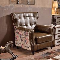 China Nidea #8957 American Vintage Handmade Living Room Bedroom Lounge Chesterfield Back Armchair High Tufted Button Rolled Genuine Leather Sofa for sale